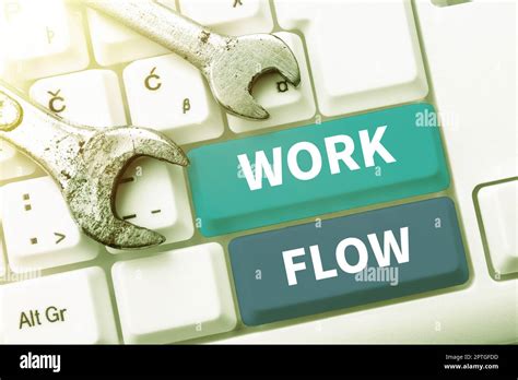 Hand Writing Sign Work Flow Internet Concept Continuity Of A Certain Task To And From An Office