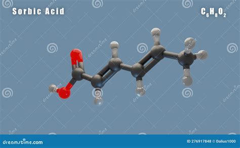 Sorbic Acid Molecule Structural Chemical Formula Ball And Stick Model
