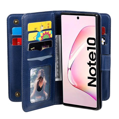 Samsung Galaxy Note 10 Multi Function 10 Card Slots Wallet Case Dark Blue
