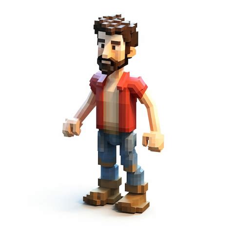 3d 8bit Pixel Cartoon Of Adult Eli In White Background Premium Ai