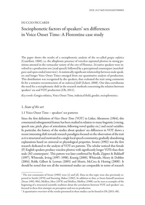 Pdf Sociophonetic Factors Of Speakers Sex Differences In Voice Onset