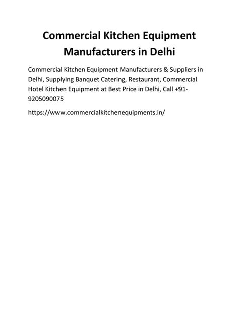 Ppt Commercial Kitchen Equipment Manufacturers In Delhi Powerpoint Presentation Id 12472012