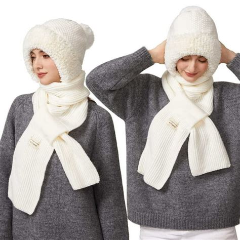 3 In 1 Winter Balaclava Hat With Scarf And Mask Fleece Lined Windproof