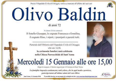 Necrologio Di Olivo Baldin Onoranze Funebri Gaetano