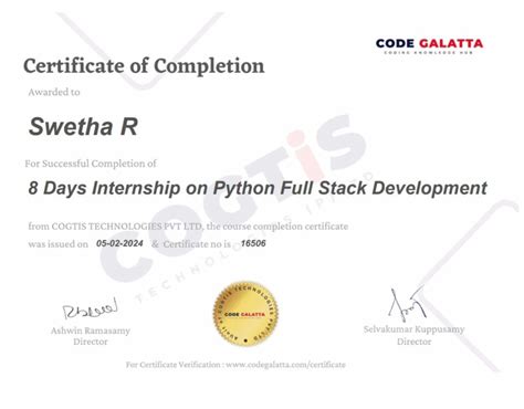 Swetha Ravi On Linkedin Python Fullstack Internshipexperience