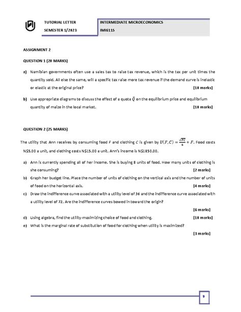 Imi611s Assignment 2 Tutorial Letter Semester 1 2023 Intermediate