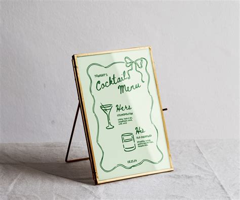 Hand Drawn Cute Cocktail Menu Template Custom Illustrated Bar Menu