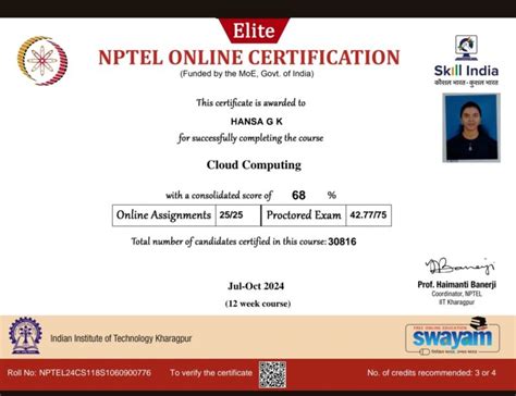 Hansa G K On Linkedin Cloudcomputing Nptel Continuouslearning