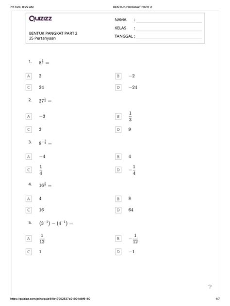 Bentuk Pangkat Part 2 2 Pdf