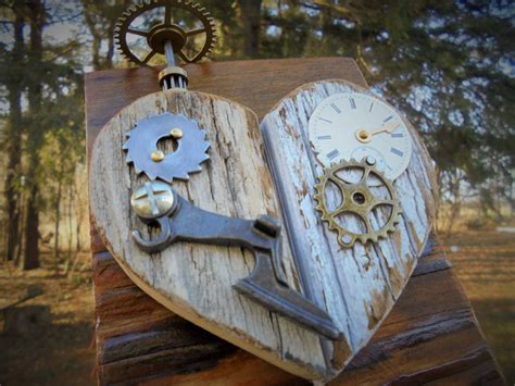 Steampunk Heart Wall Art Industrial Upcycled Assemblage Ooak Folk