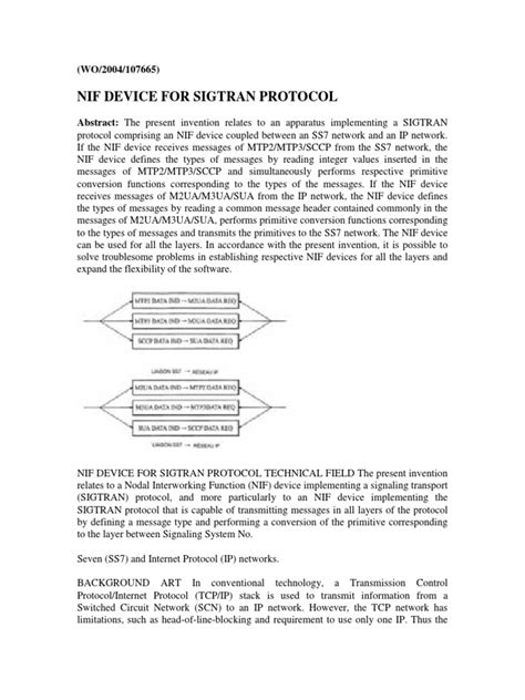 Nif Device For Sigtran Protocol Pdf Communications Protocols