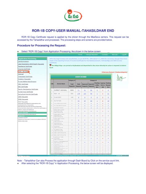 Fillable Online Ror 1b Copy User Manual Tahasildhar End Fax Email Print Pdffiller