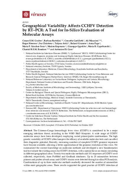 Pdf Geographical Variability Affects Cchfv Detection By Rtpcr A