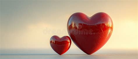 Heart Shaped Objects One Large And One Small On A White Surface Stock Illustration