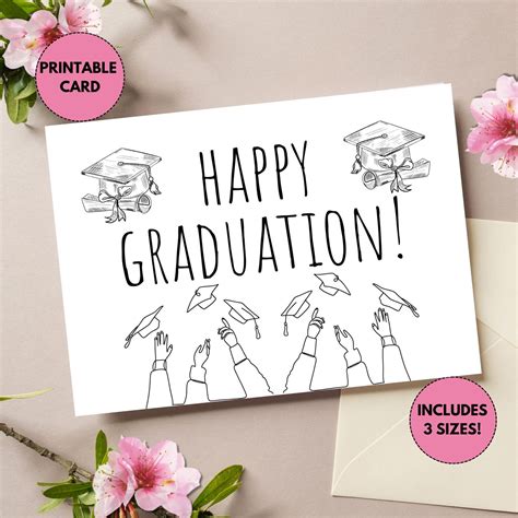 Printable Graduation Card Happy Graduation High School College Graduation Card Graduate