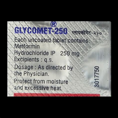 Glycomet 250mg Tablet 10s Uses Price Side Effect Composition