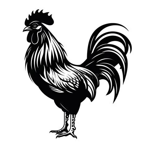 Black And White Illustration Of A Rooster Stock Illustration