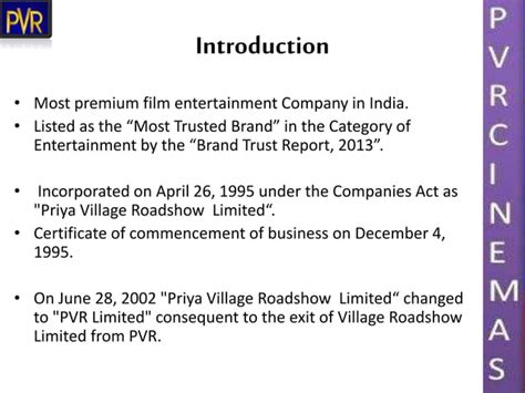 Pvr Ltd Pptx Business Accounting And Finance Business