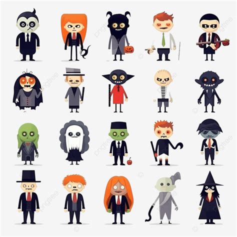 Illustration Halloween Characters Collection Flat Design Halloween
