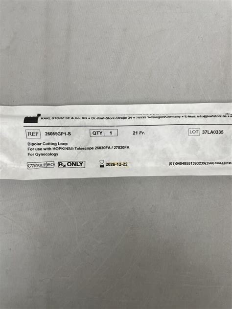 New Storz 26055gp1 S Bipolar Cutting Loop Electrode 22 Fr Sheath Diameter White Disposables