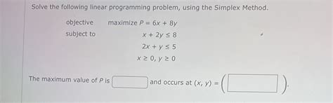 Solved Solve The Following Linear Programming Problem Using The