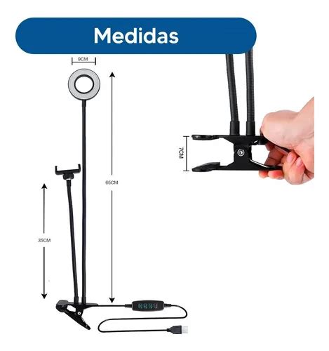 Ring Light De Mesa Anel Iluminador Led Suporte P Celular Cor Da Estrutura Branco Cor Da Luz