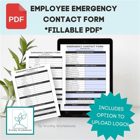 Employee Emergency Contact Template Etsy