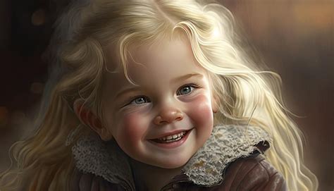 Premium Photo Little Blonde Girl Illustration