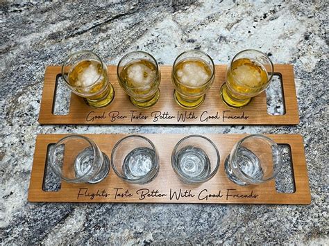 Beer Flight Board With Pub Glasses Customizable Wooden Drink Flight Etsy