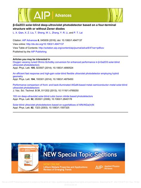 Pdf β Ga2o3 Solar Blind Deep Ultraviolet Photodetector Based On A