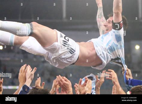 Lionel Messi Célébration Victory Of Brazil During The Copa America 2021