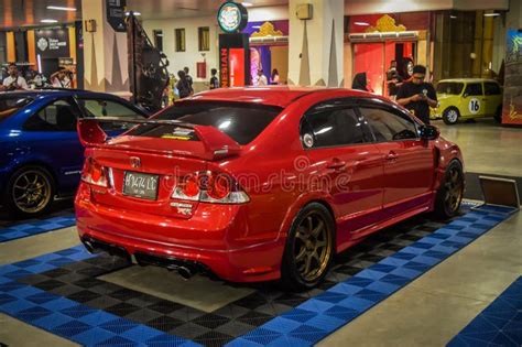 Modified Red Honda Civic FD1 in Indonesian Custom Show Editorial Stock ...