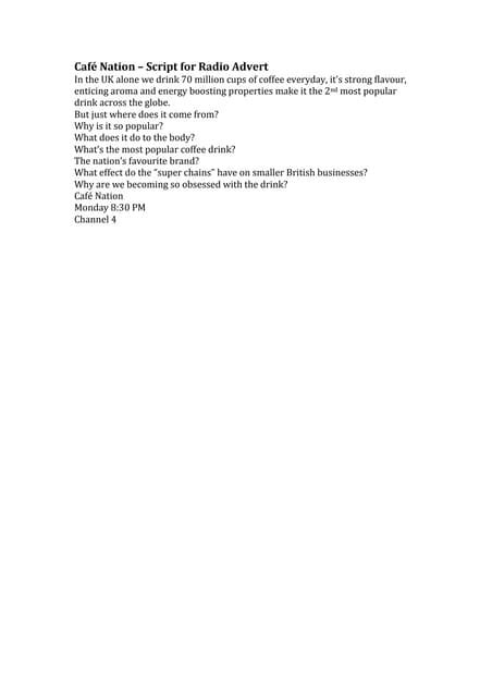 Radio Advertisement Script