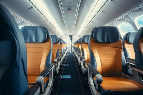Empty Passenger Seats Inside The Planes Cabin Create A Serene