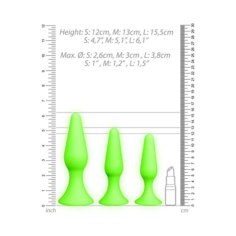 Ouch Glow Butt Plug Set Glow In The Dark Green