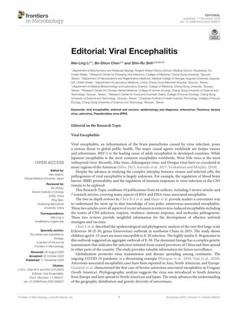 Pdf Editorial Viral Encephalitis