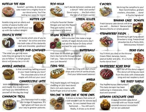 Donut Menu Donut Flavors Donuts Cake Donuts