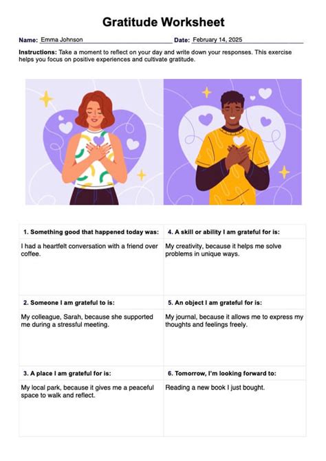 Gratitude Worksheet And Example Free Pdf Download