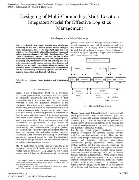 Pdf Designing Of Multi Commodity Multi Location Integrated Model For