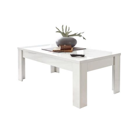 Table Basse De Salon Dama En Bois De Chêne Blanc Brillant 122x65 Cm