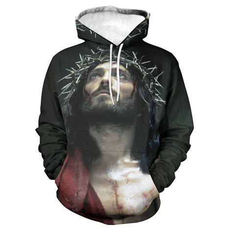 Christ Jesus Graphic Hoodie Men Clothing 3d God Bless You Print New In