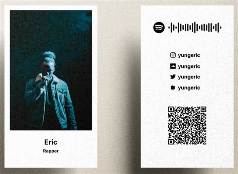 Vertical Photo Spotify Qr Code Business Card Design Template For Rappe Dontsleepgfx