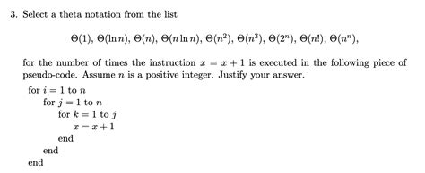 Solved 3 Select A Theta Notation From The List O1