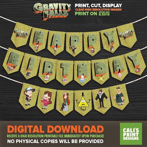 Printable Gravity Falls Birthday Banner Gravity Falls Etsy Hong Kong