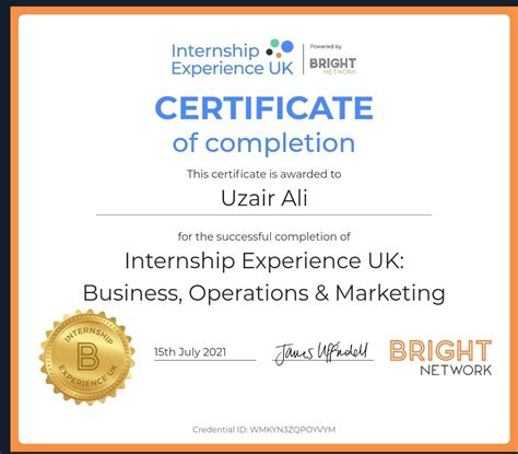 Uzair Khan On Linkedin Brightnetwork Internship Experience