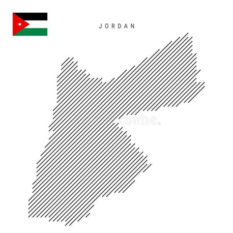 Jordan Map From Pattern Of Black Slanted Parallel Lines Flat Vector Illustration Isolated On