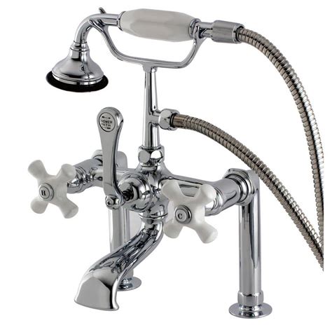 Kingston Brass Aqua Vintage 3 Handle Deck Mount Clawfoot Tub Faucets