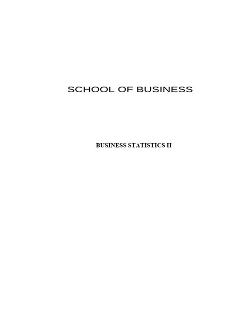 Business Statistics Ii Notes 1 Pdf Normal Distribution Regression Analysis