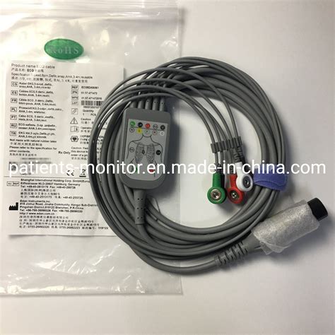 Edan Ecg Cable 5 Lead 6 Pin Defib Snap Aha 3 4m Reusable Ec05das061