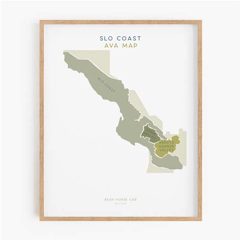 Ava Map Slo Coast Labeled Art Print Central Coast Region Bean